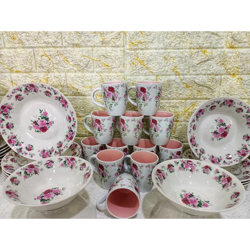 Combo Dinner Set Pinggan Mangkuk Rose Delight Giacomo Ready Stock ...