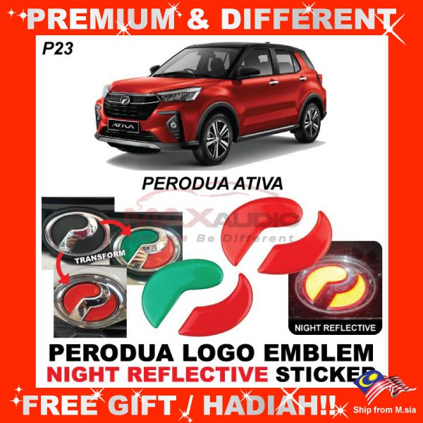 Car Logo Emblem Sticker PERODUA ATIVA Front Rear Steering Night ...