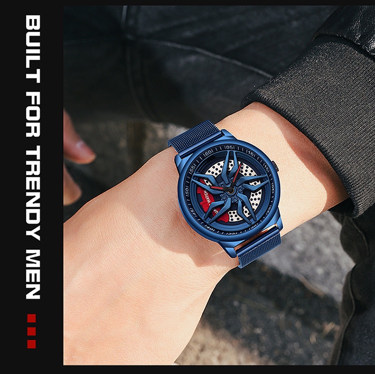 SANDA New Unique Real 3D Model Spinning Car Wheel Hub Watch Luxury ...