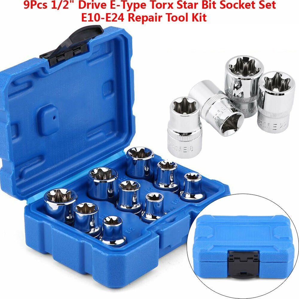9Pcs 1/2"DR E10-E24 E type Torx E-Torx Socket Set | Shopee Malaysia