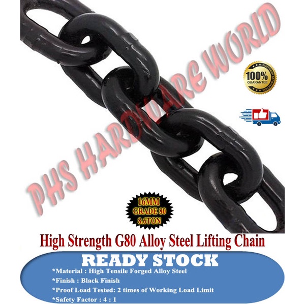 8.6Ton High Strength G80 Alloy Steel Lifting Chain 16MM (5/8") | Shopee ...