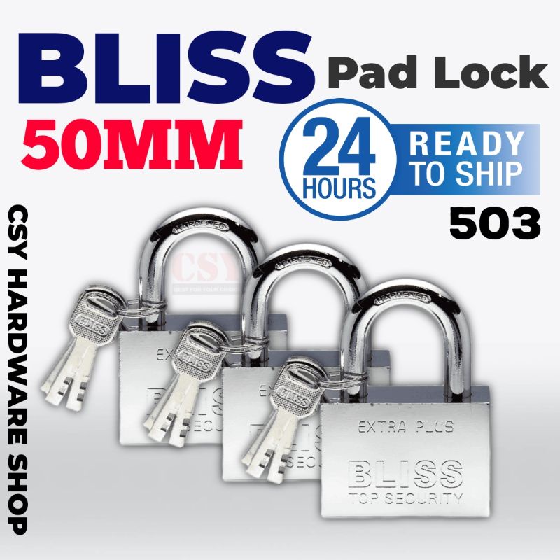 BLISS Pad Lock 50mm Chrome / Kunci Mangga Rumah 50mm | Shopee Malaysia