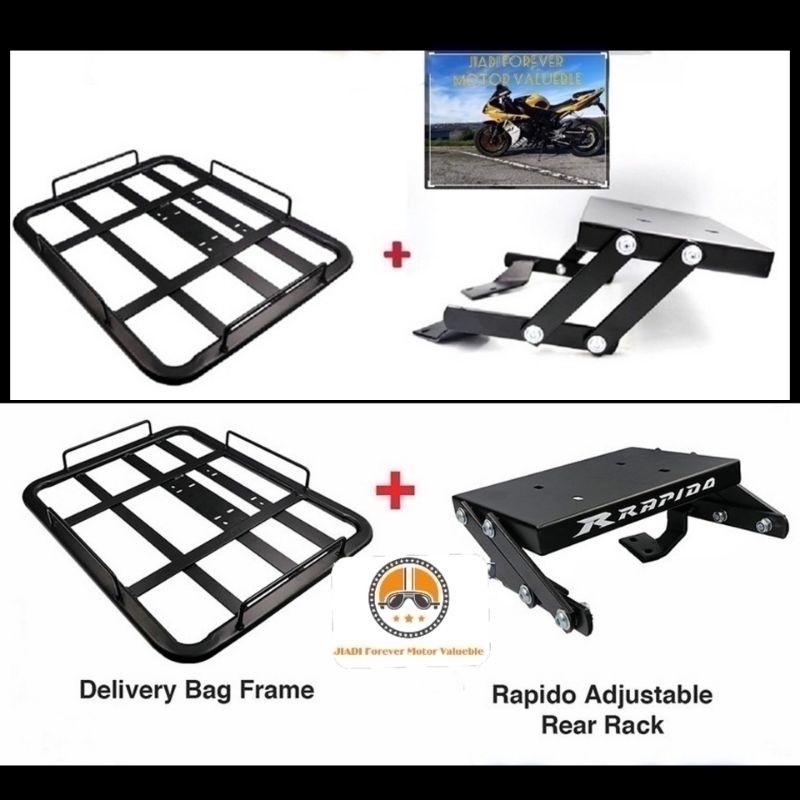 RAPIDO RACK ADJUSTABLE MULTIPURPOSE REAR RACK TRAK FRAME BAG FOODPANDA ...