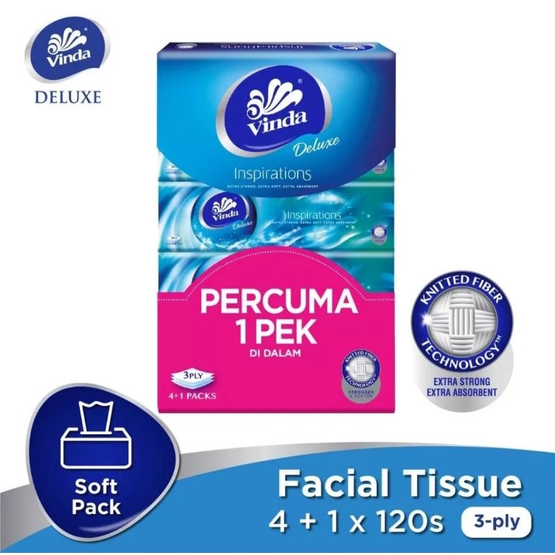 Vinda Facial Tissue ( 4+1x120 sheets)Free Shipping & Cashback ‼️ ...