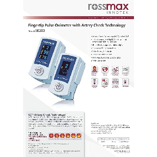 Rossmax SB200 /SB 100 /SB 210 ACT Fingertip Pulse Oximeter with Artery Check Technology (2 yr ...