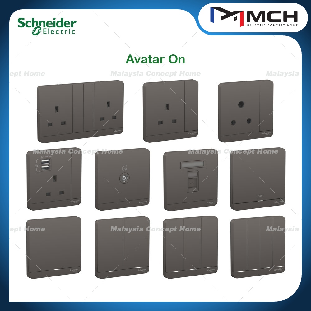 SCHNEIDER AVATARON SERIES DARK GREY SWITCHES & SOCKETS [FULL RANGE ...