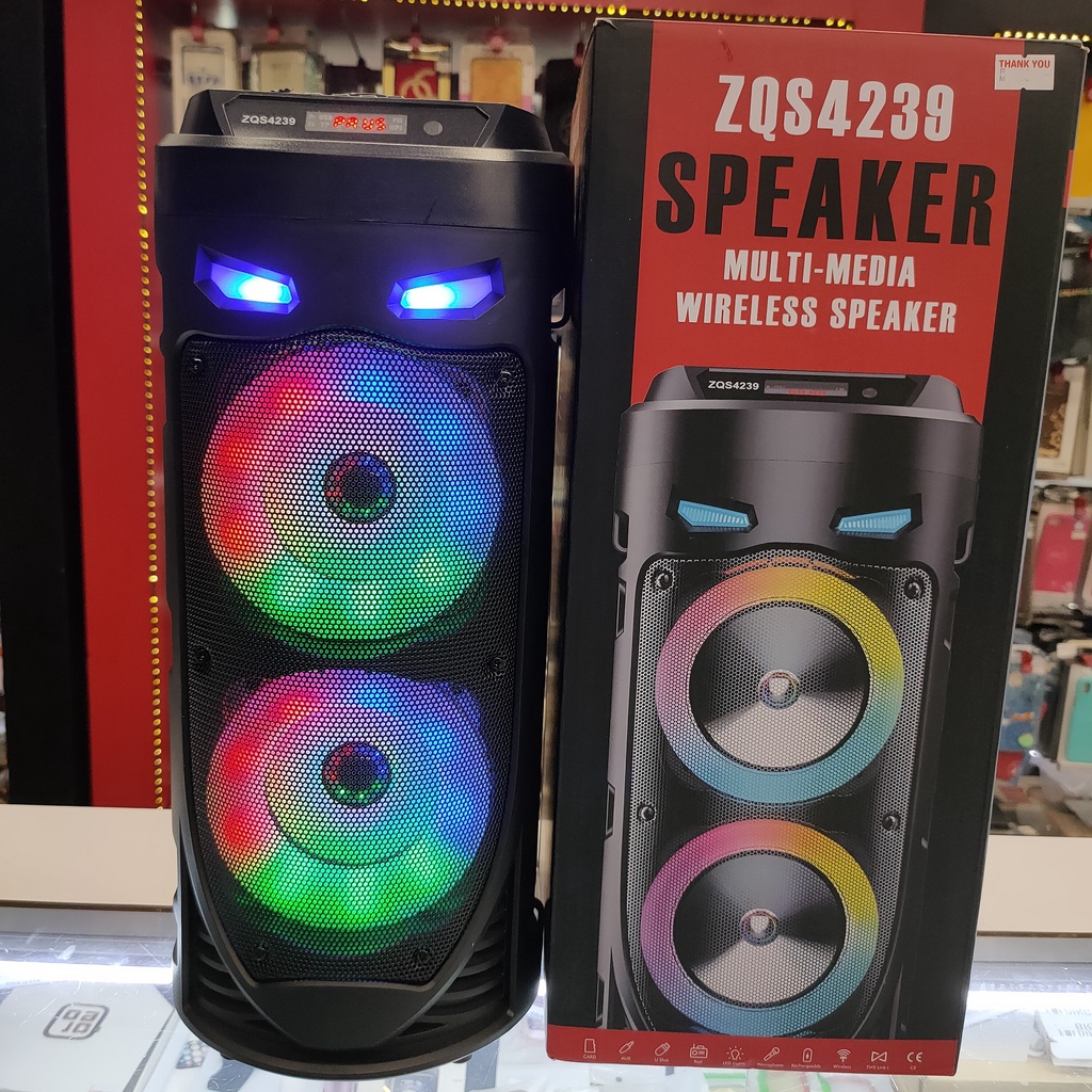 ZQS4239 Subwoofer Wireless Bluetooth Speaker Card U Disk Soundbox TWS Bass Column RGB LED ...