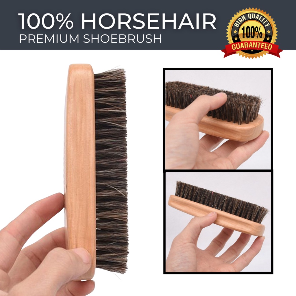 OXFORD Premium Horsehair Shoe Brush Polish Natural Horse Hair Berus ...
