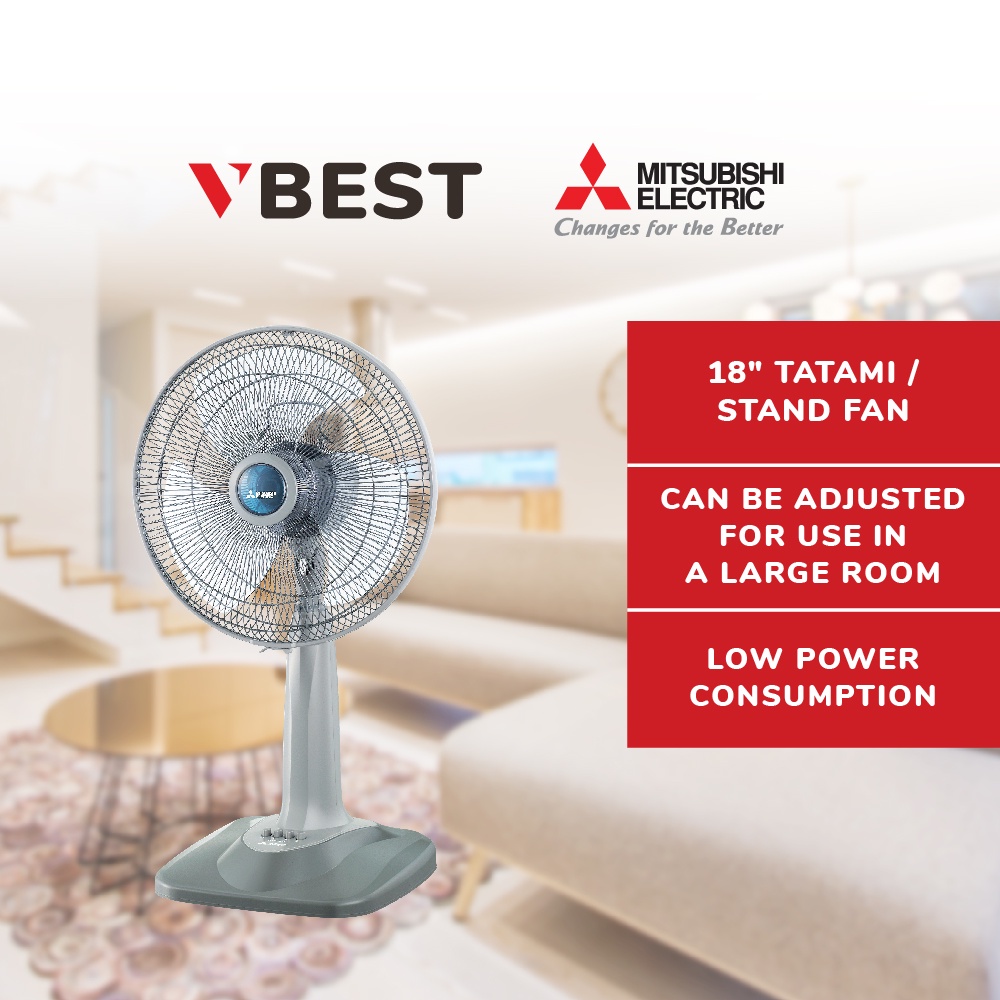 MITSUBISHI 18" Tatami Stand Fan R18-G with Crystal Blade (GREY ...