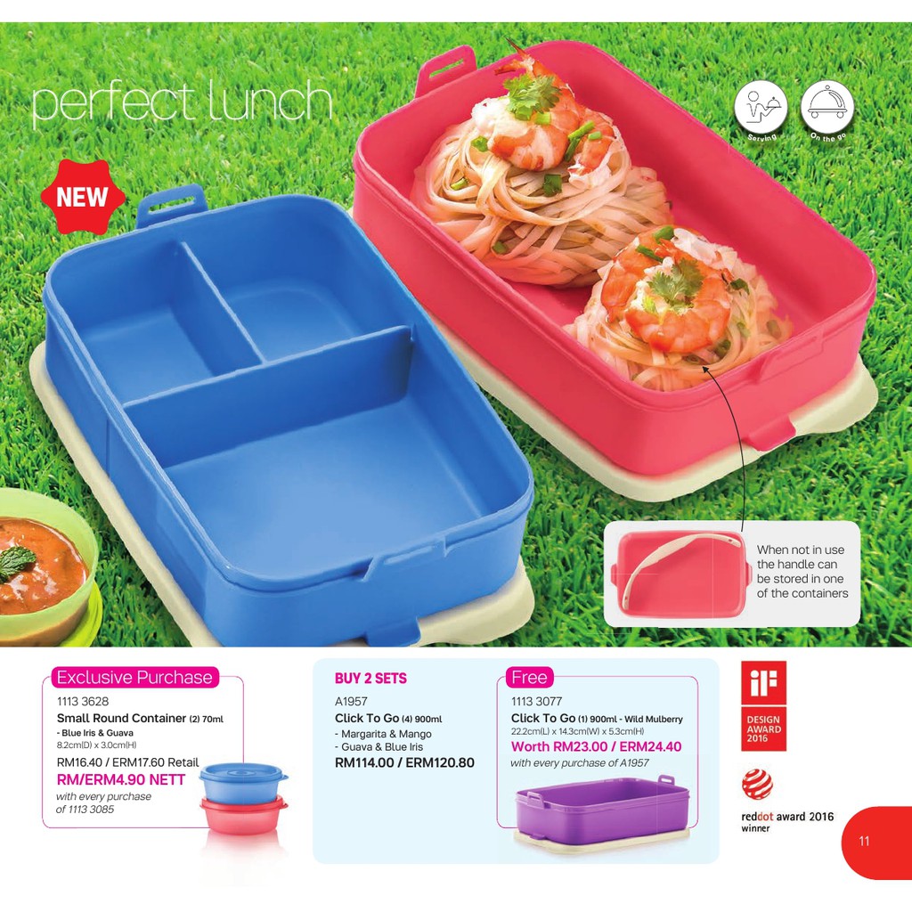 Tupperware New Click To Go - Blue + Pink (900ml) | Shopee Malaysia