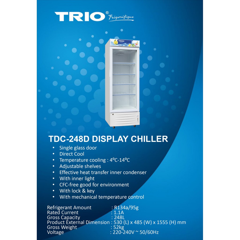 TRIO Single Door Showcase Chiller TDC-248D | Shopee Malaysia