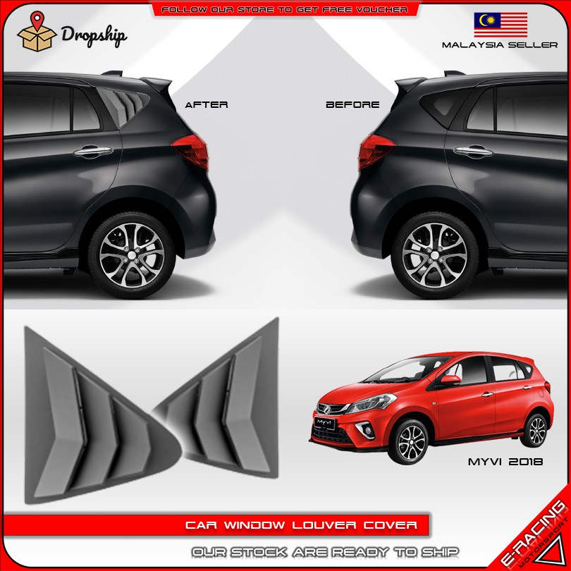 Perodua Myvi 2018 Mustang 3D Side Louver Rear Triangle Window Cover ...