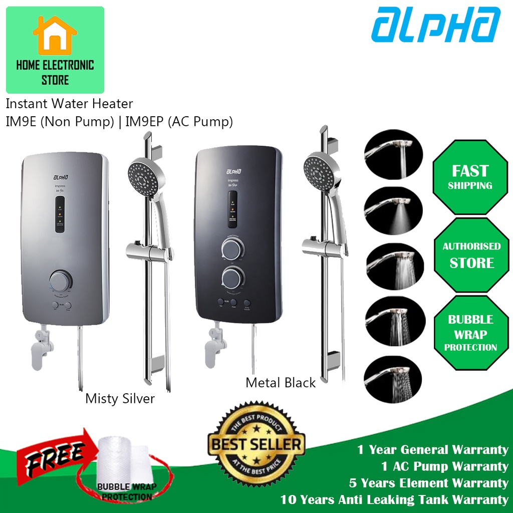 Alpha IM9E Instant Water Heater (Non Pump) IM-9E IM 9E | Alpha IM9EP (AC Pump) Water Heater IM ...