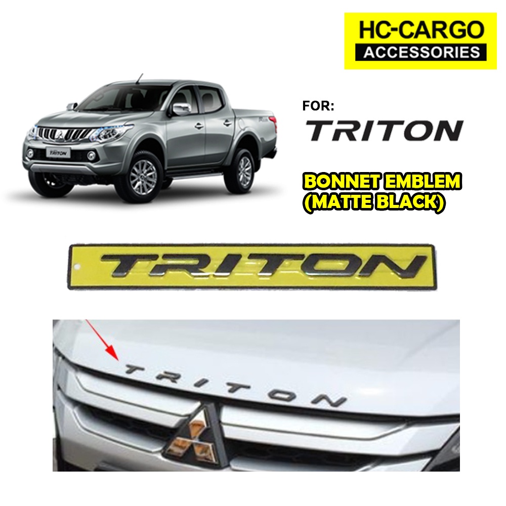 Mitsubishi Triton Bonnet Wording Emblem Logo 3D - Matt Black | Shopee ...