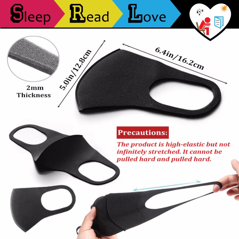 Black Face Mask Kids Mask Hitam Kain (Thin Type) Fashion Mask Non ...