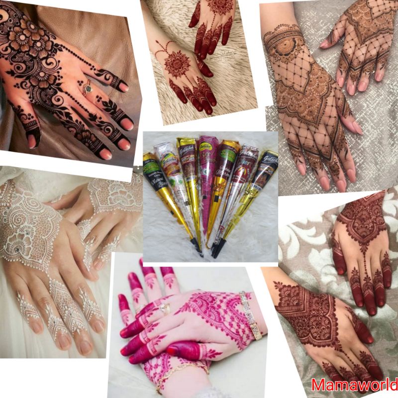 Inai lukis Golecha Cherry Red, White, Black,Maroon,Pink, Sehnaaz Maroon ...