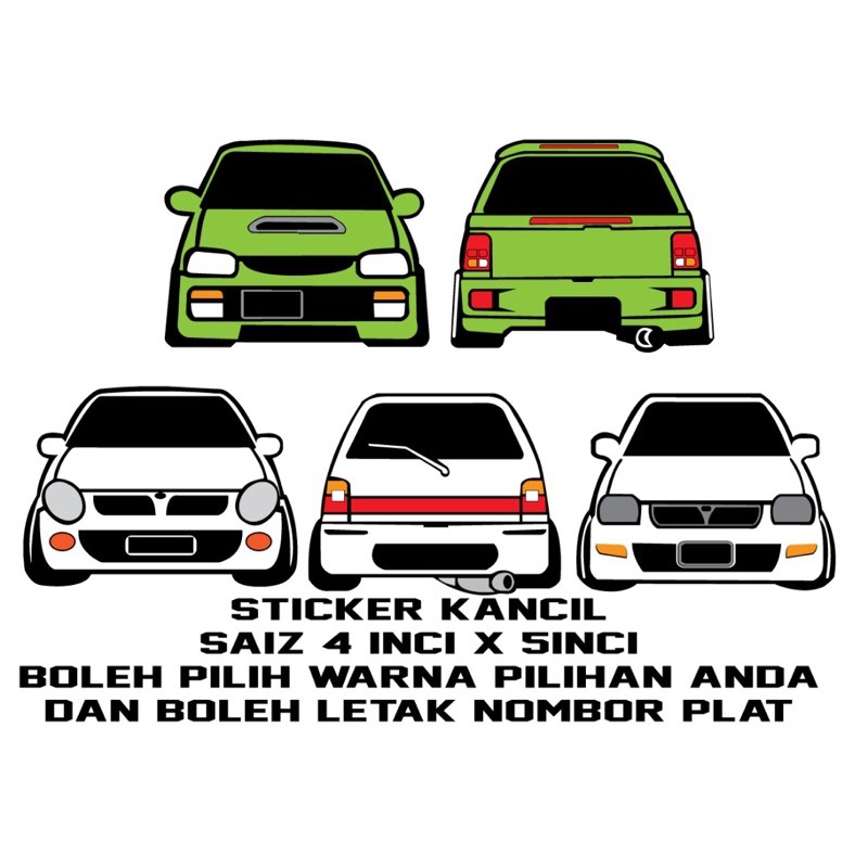 sticker cutting kereta kancil (petak/bulat/L2s) | Shopee Malaysia