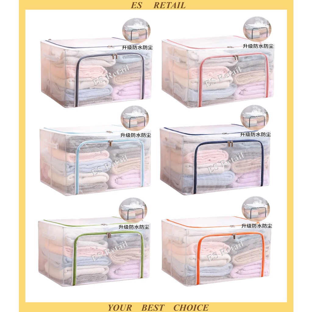 66L Transparent Foldable Storage Box, Storage Box, Cloth Storage ...