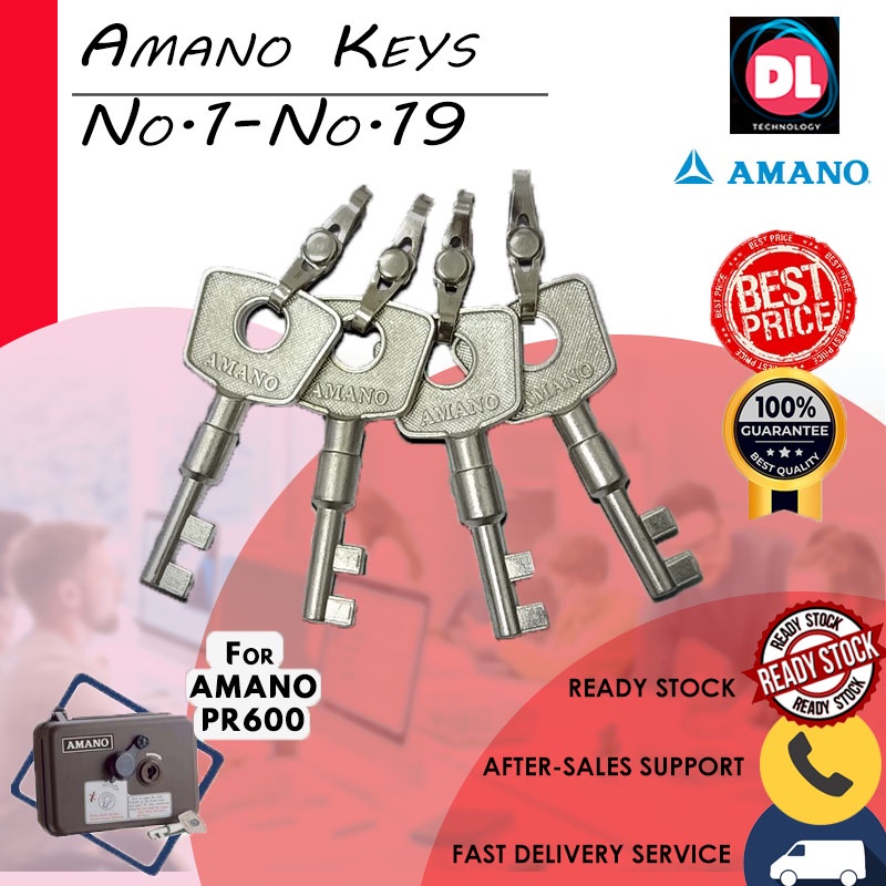 AMANO Station Keys No. 1 - No. 19 Guard Tour Key AMANO Guard Tour ...