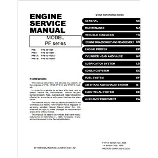 UD Nissan Diesel Engine Service Manual For PF Series ( PF6, PF6t ...