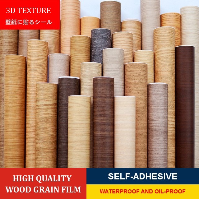 Wood grain wallpaper thicken self adhesive old furniture 3D texture ...