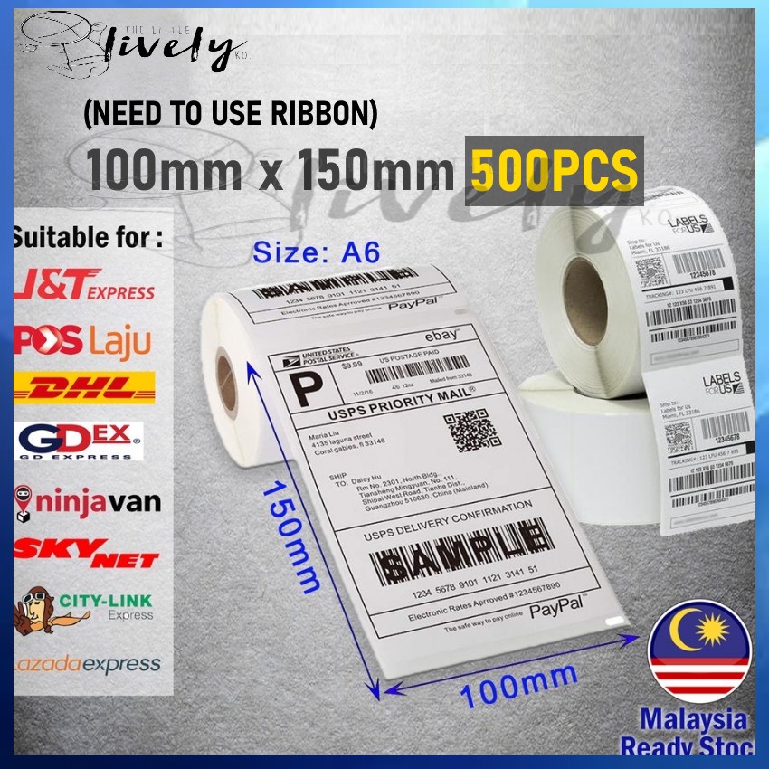[500PCS] A6 Thermal Label Sticker for Shopee Lazada Air Waybill ...