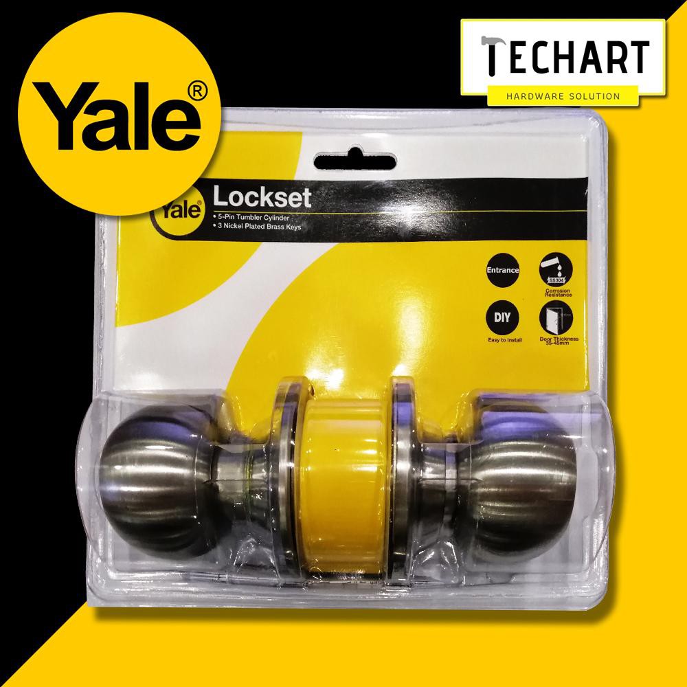 YALE 60mm STAINLESS STEEL CYLINDRICAL KNOBSET ENTRANCE FUNCTION VCA5127 ...