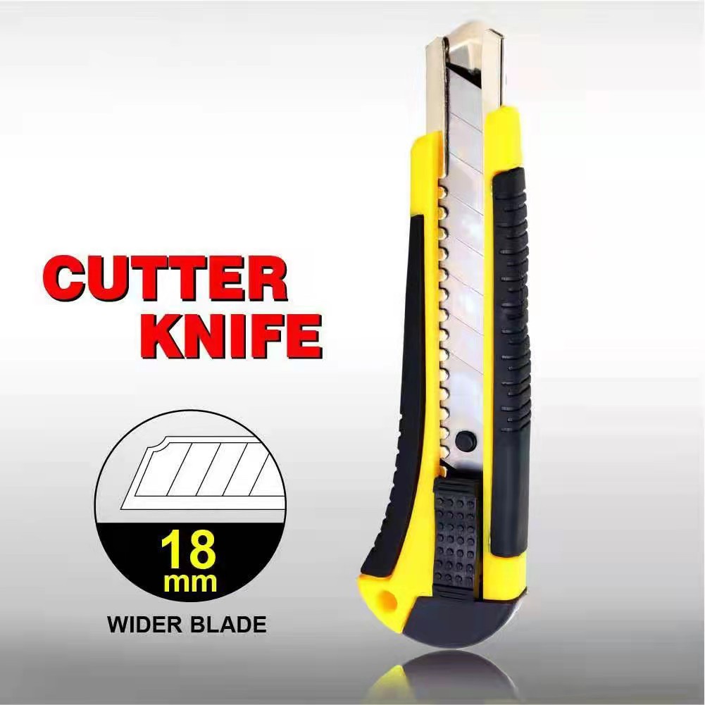 18MM UTILITY CUTTER KNIFE WIDER BLADE WITH AUTO LOCK RUBBER HANDLE 刀片 美工刀 | Shopee Malaysia