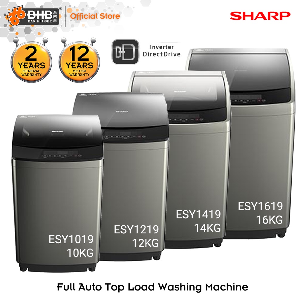 Sharp Full Auto Top Load Washing Machine DD Inverter - ESY1019 10KG ...