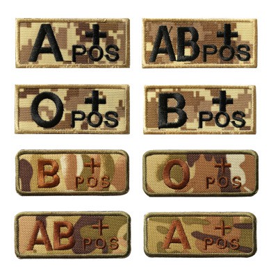 3D blood type patch embroidered military badge tactical camouflage ...