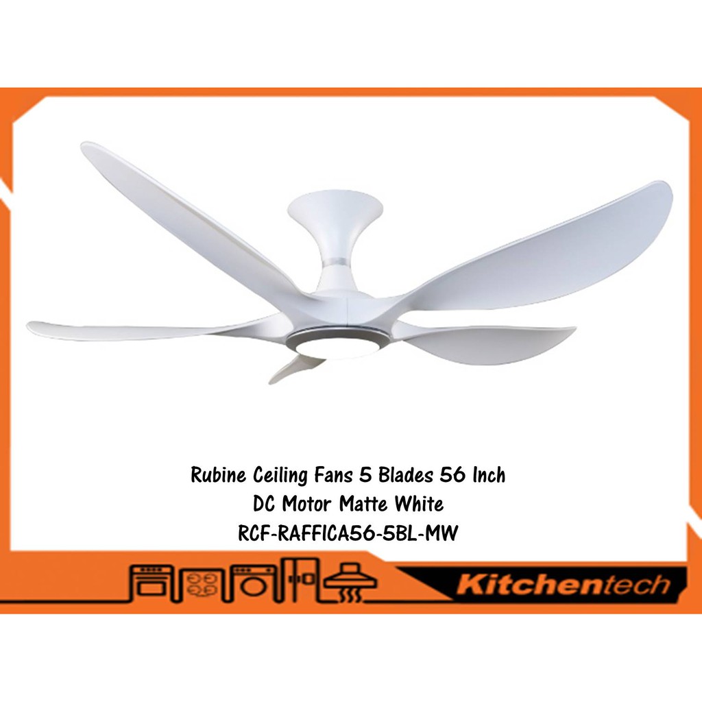 Rubine Ceiling Fan RCF-RAFFICA56-5BL-MW 5Blades 56 Inch Matte White | Shopee Malaysia