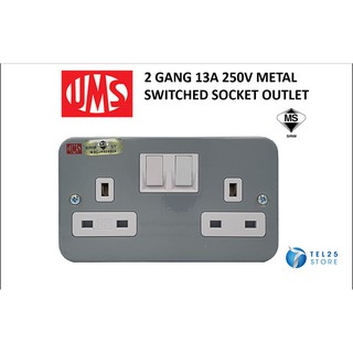[ 1 UNIT ] UMS 13Amps Single/Double Metal Clad Switch Socket Sirim ...
