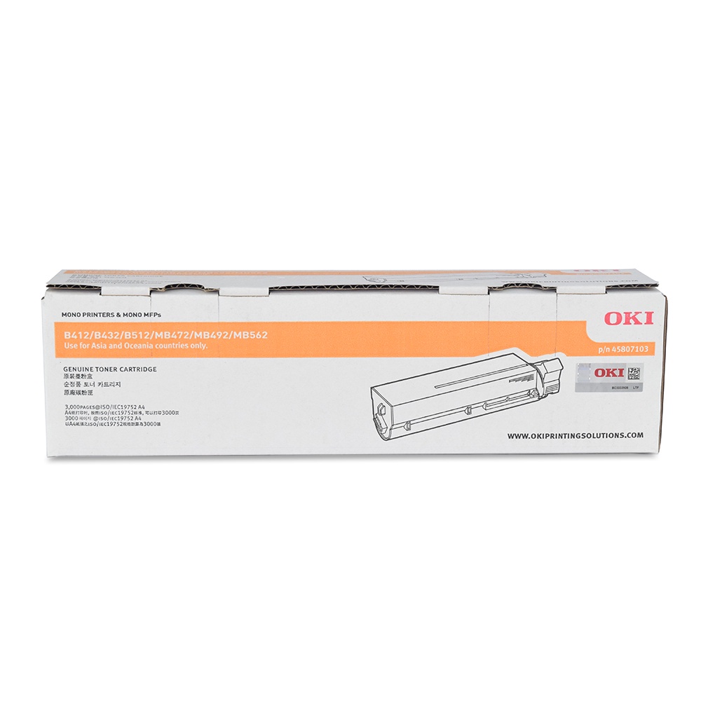 OKI Cartridge B412 B432 B512 MB472 MB492 Genuine P n 45807107 7 000