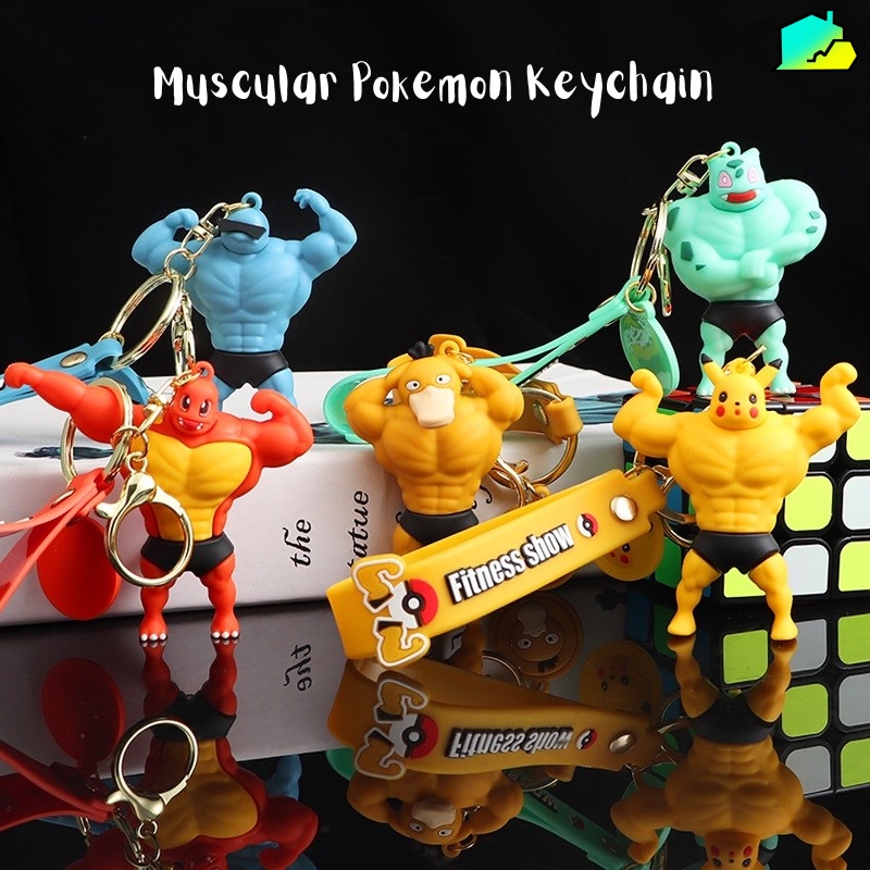 Muscular Pokemon Keychain Pikachu Charmander Cosplay Muscle Man ...