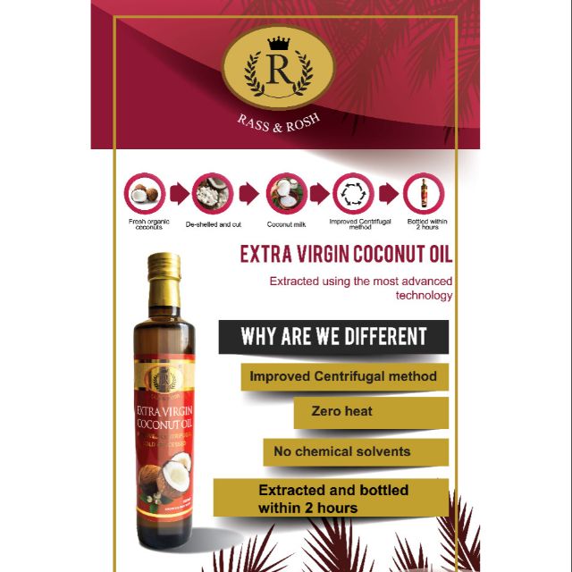 Rass & Rosh Extra Virgin Organic Coconut oil EVCO//minyak kelapa dara ...