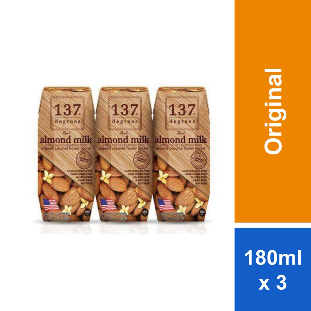 137 Degrees Almond Milk Original 180ml x 3s | Shopee Malaysia