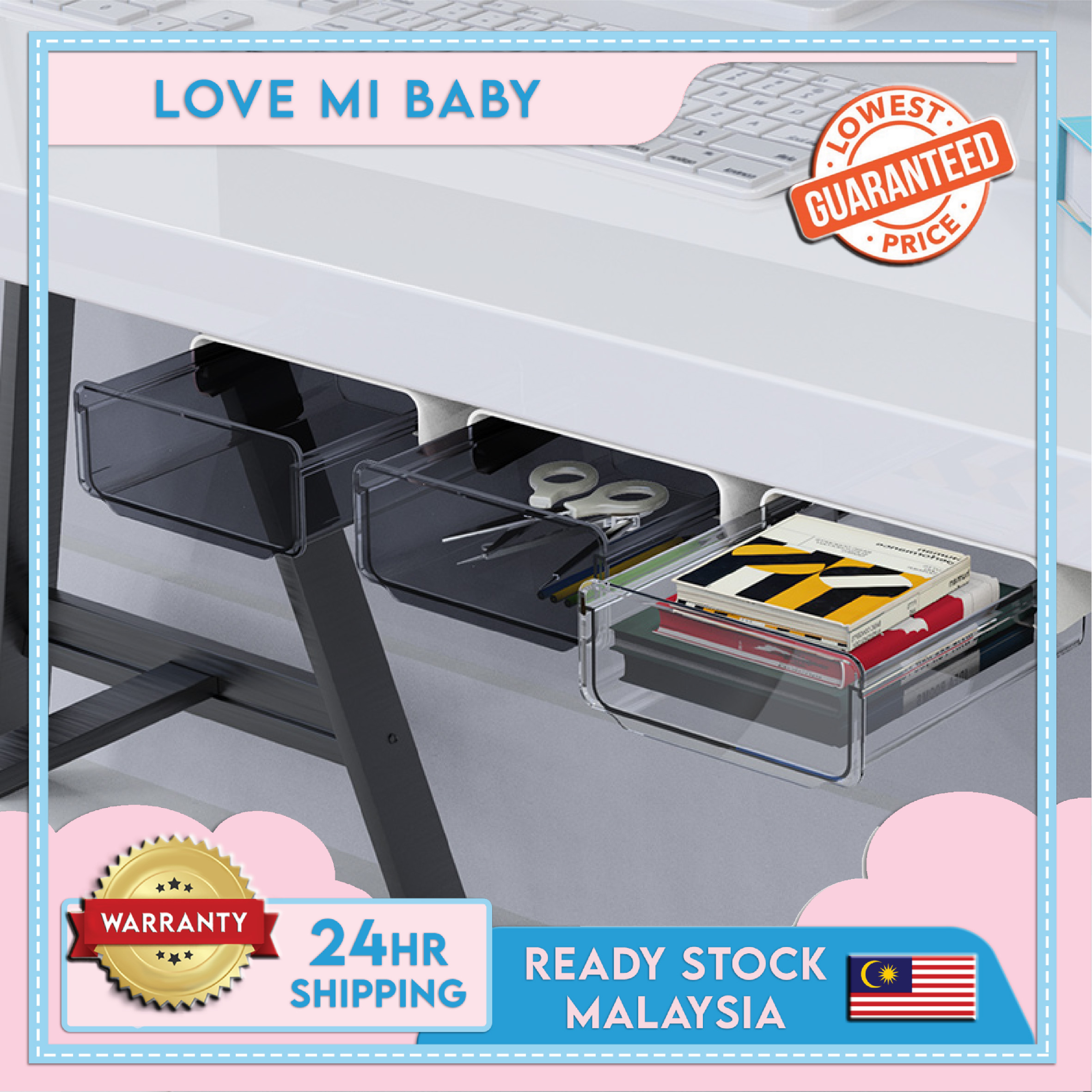 Heavy Duty Under Table Portable Storage Drawer Small Self Adhesive ...