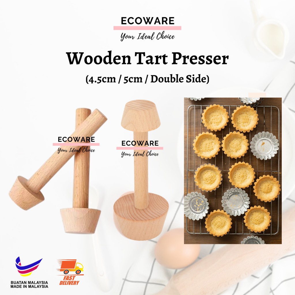 Wooden Tart Presser (4.5cm/5cm/Double Side) / Penekan Tart Shell ...