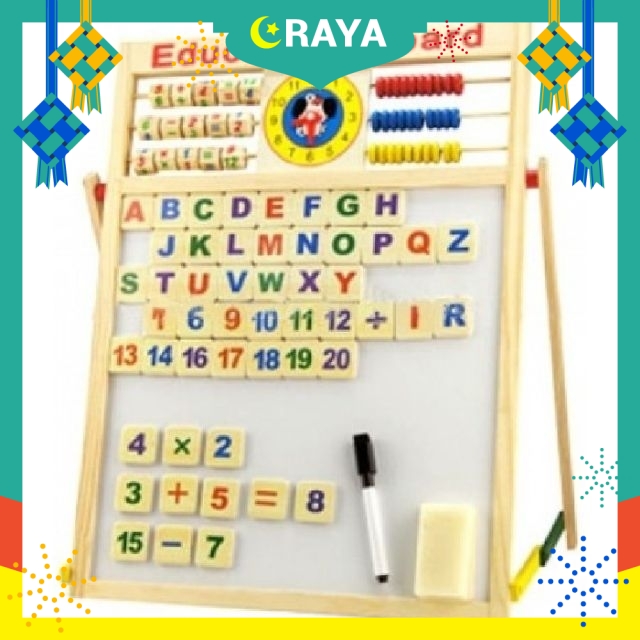 Kids Wooden Education Board (2 in 1) | Shopee Malaysia