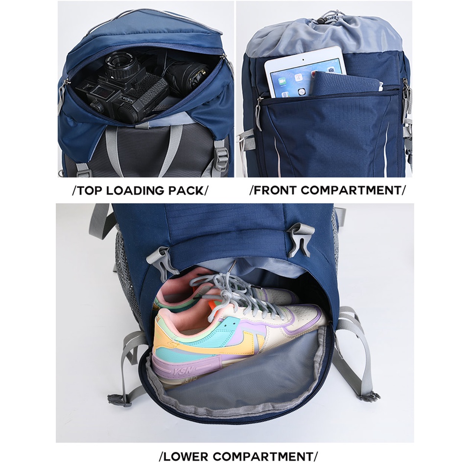 Case Valker Nexus 60L Nylon Backpack Hiking Bag with Rain Cover Purple ...