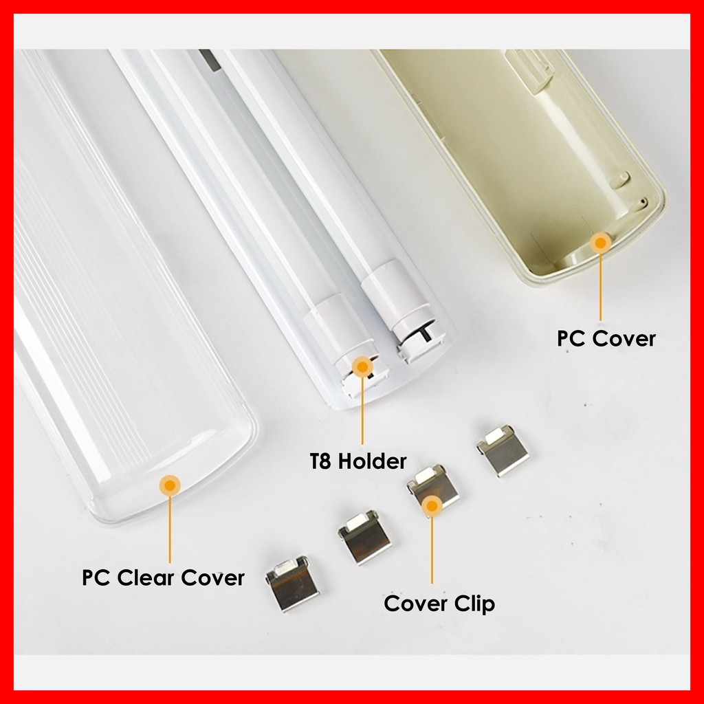 LED T8 Waterproof Casing Fitting 2FT 4FT Single Double Anti corrosive ...