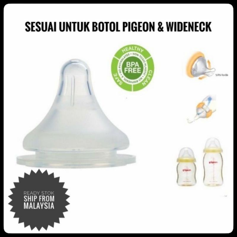 Baby Puting Botol Susu Bersesuaian Untuk Botol Susu Pigeon dan Wideneck ...