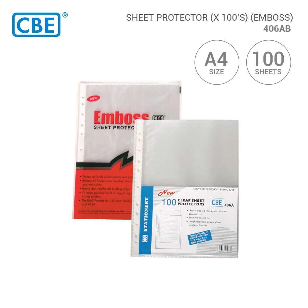 CBE 406AB Sheet Protector Emboss A4 | 100'S | Shopee Malaysia