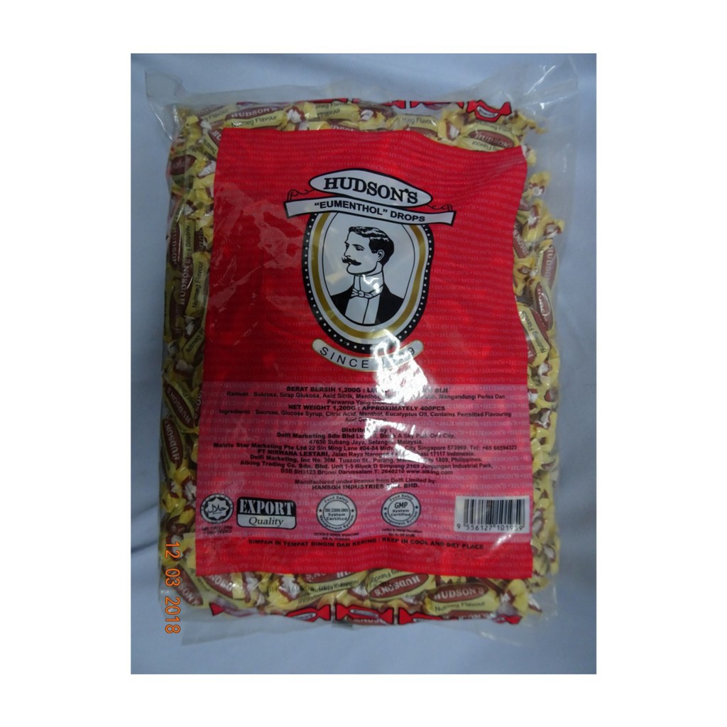 1.2kg (400 pcs) Hudson Eumenthol Nutmeg Drops Candy (READY STOCKS ...
