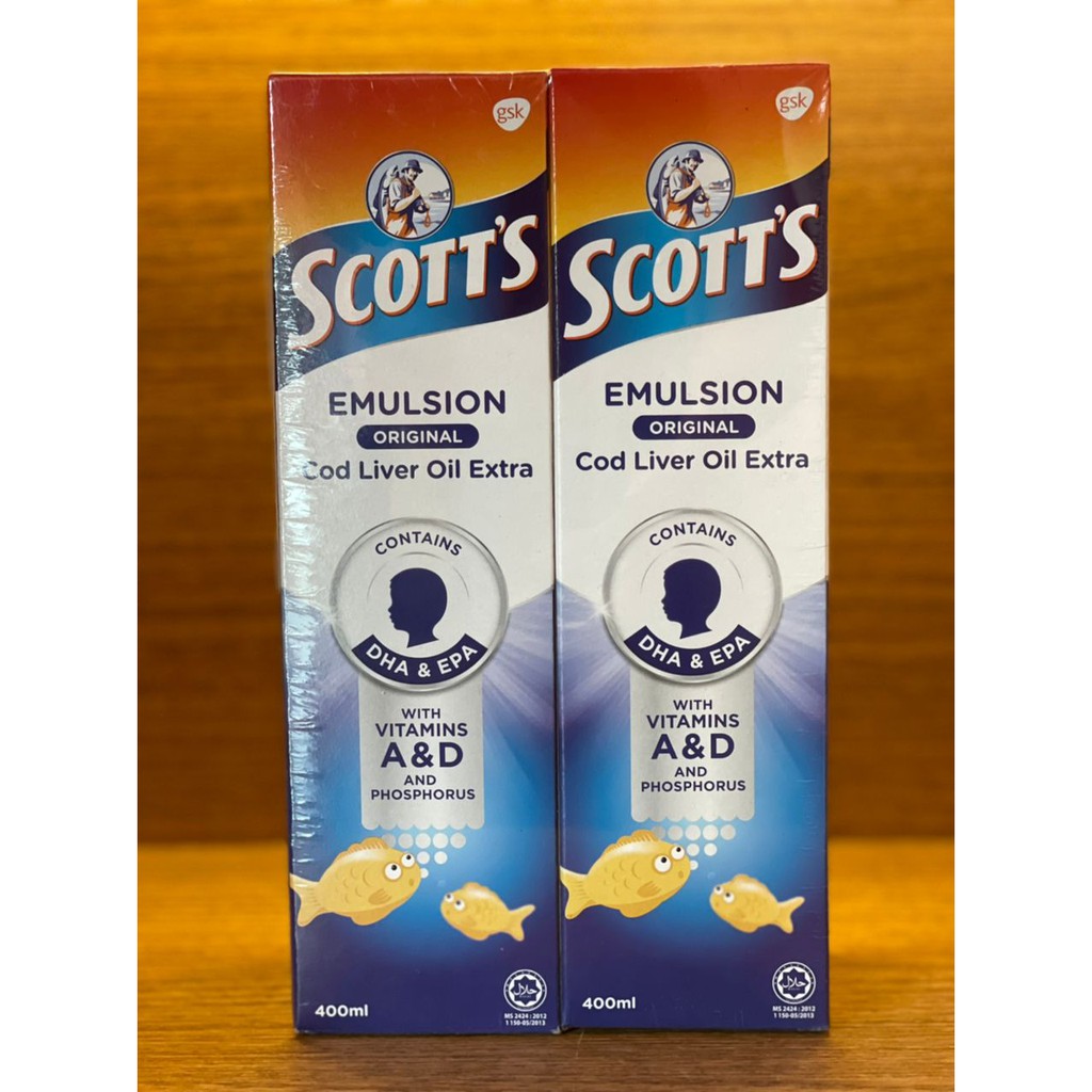 SCOTT'S EMULSION ORIGINAL COD LIVER OIL EXTRA 400ML x 2 | Shopee Malaysia