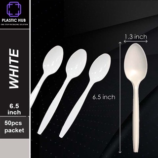 Disposable Plastic Spoon | Sudu Plastik Pakai Buang - white | putih [50 ...