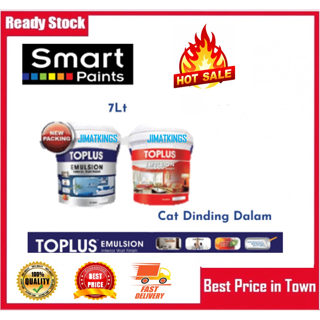 Smart Paints TOPLUS Emulsion Paint 7L for Interior Wall Finish - Cat ...