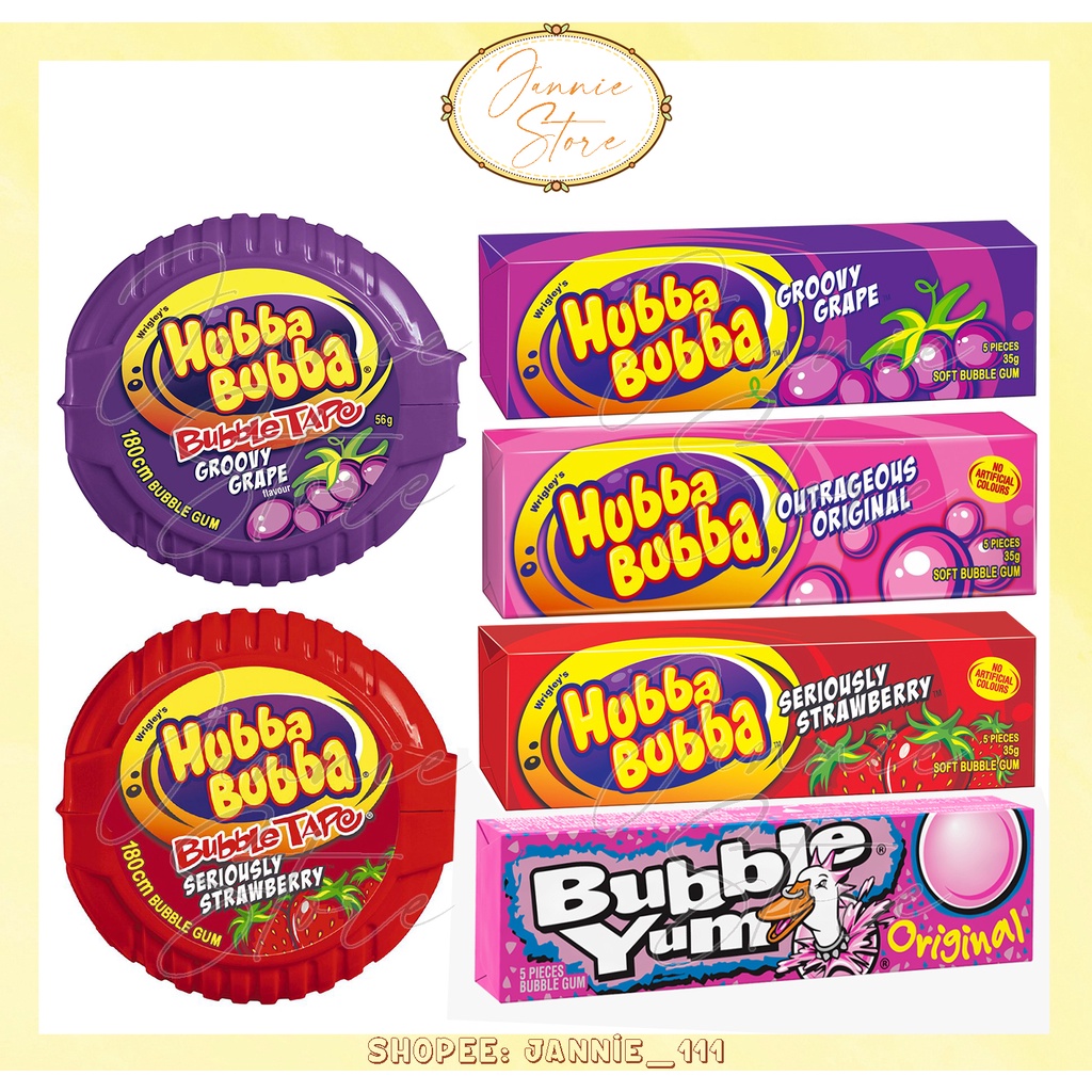 Wrigley's Hubba Bubba Bubble Gum Strawberry/Groovy Grape/Original ...