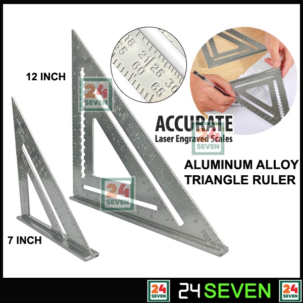 7 INCH OR 12 INCH Aluminium Alloy Triangle Angle Ruler Square Ruler ...
