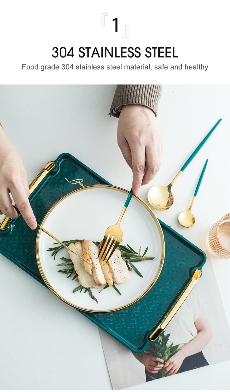 KEMORELA Stainless Steel Gold Dinnerware Knife Fork Spoon Luxury Cutlery Set (24 Pcs) | Shopee ...